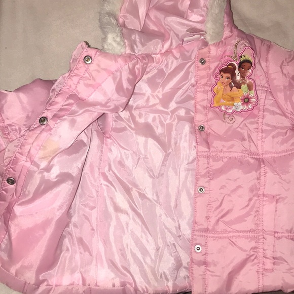Disney | Jackets & Coats | Disney 2t Girl Pink Princess Puffer Jacket ...